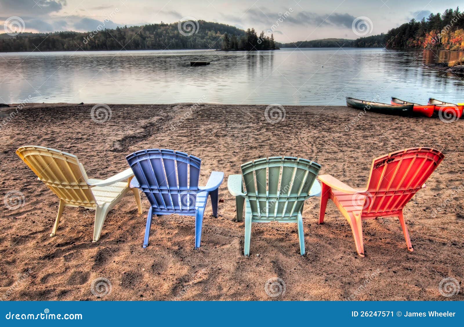 Four Patio Chairs Looking Over Lake Stock Image - Image of relax, lake ...