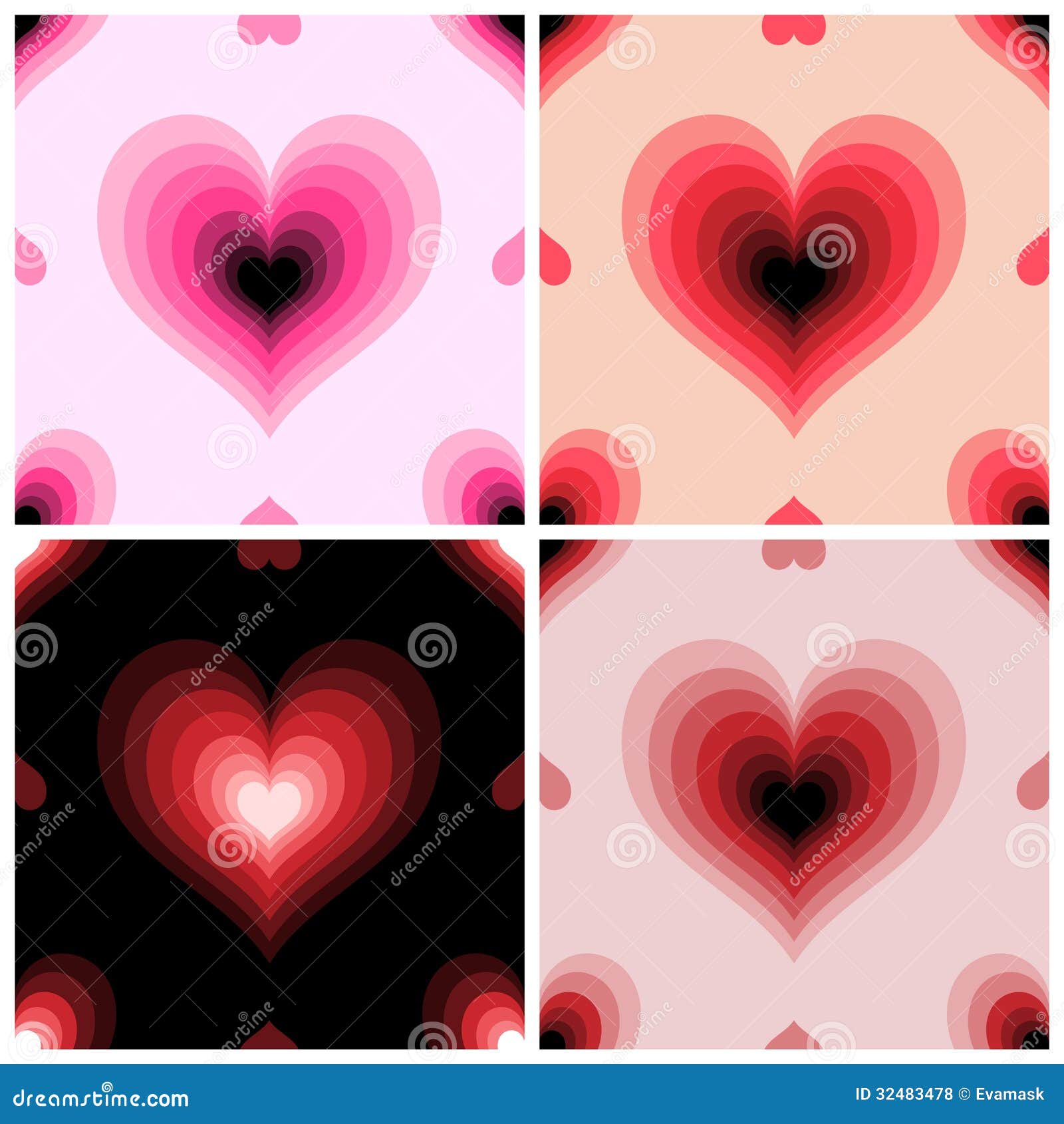 Four pattern with hearts stock vector. Illustration of concepts - 32483478