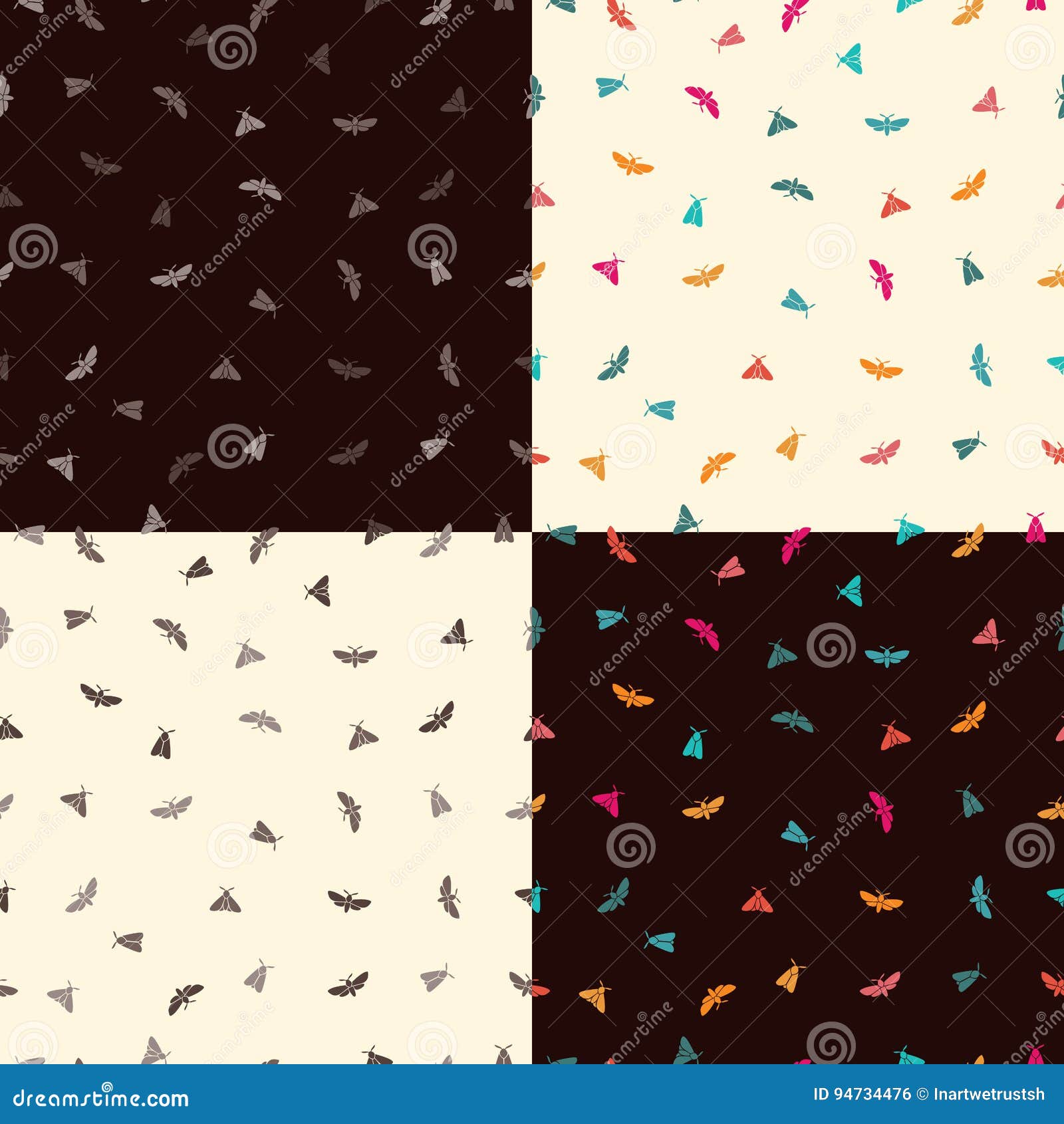Four Patterns with Butterflies Stock Vector - Illustration of ...