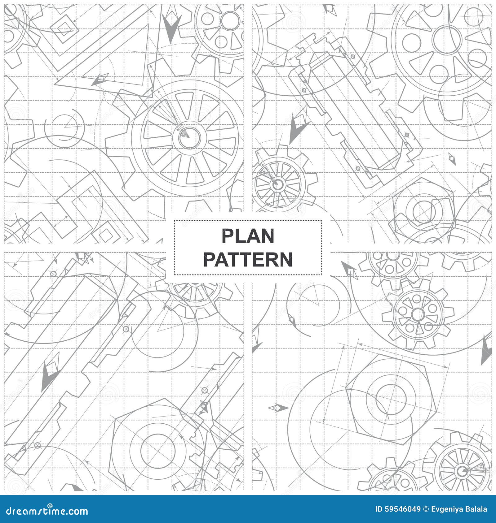 Four Patterns of Circuits and Gears Stock Illustration - Illustration ...