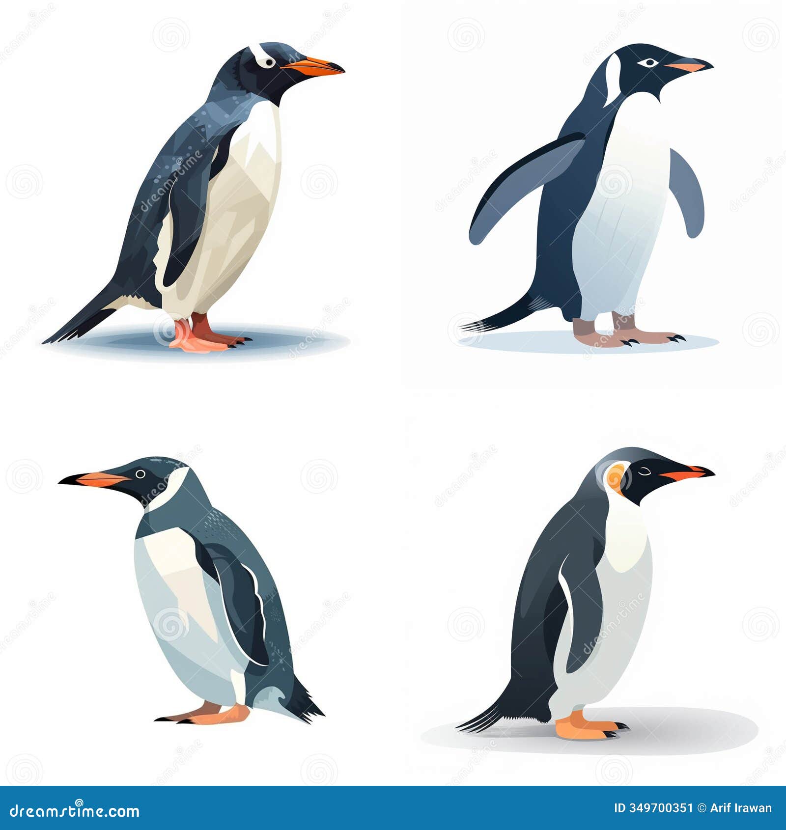 Four Penguins in Different Poses Stock Vector - Illustration of winter ...