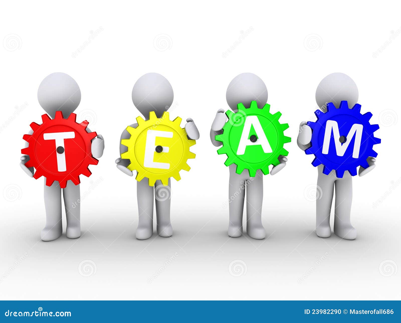 Four People With Cogs That Spell TEAM Stock Photo - Image: 23982290