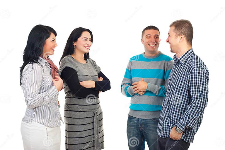 Four People Having Conversation Stock Image - Image of four, beautiful ...