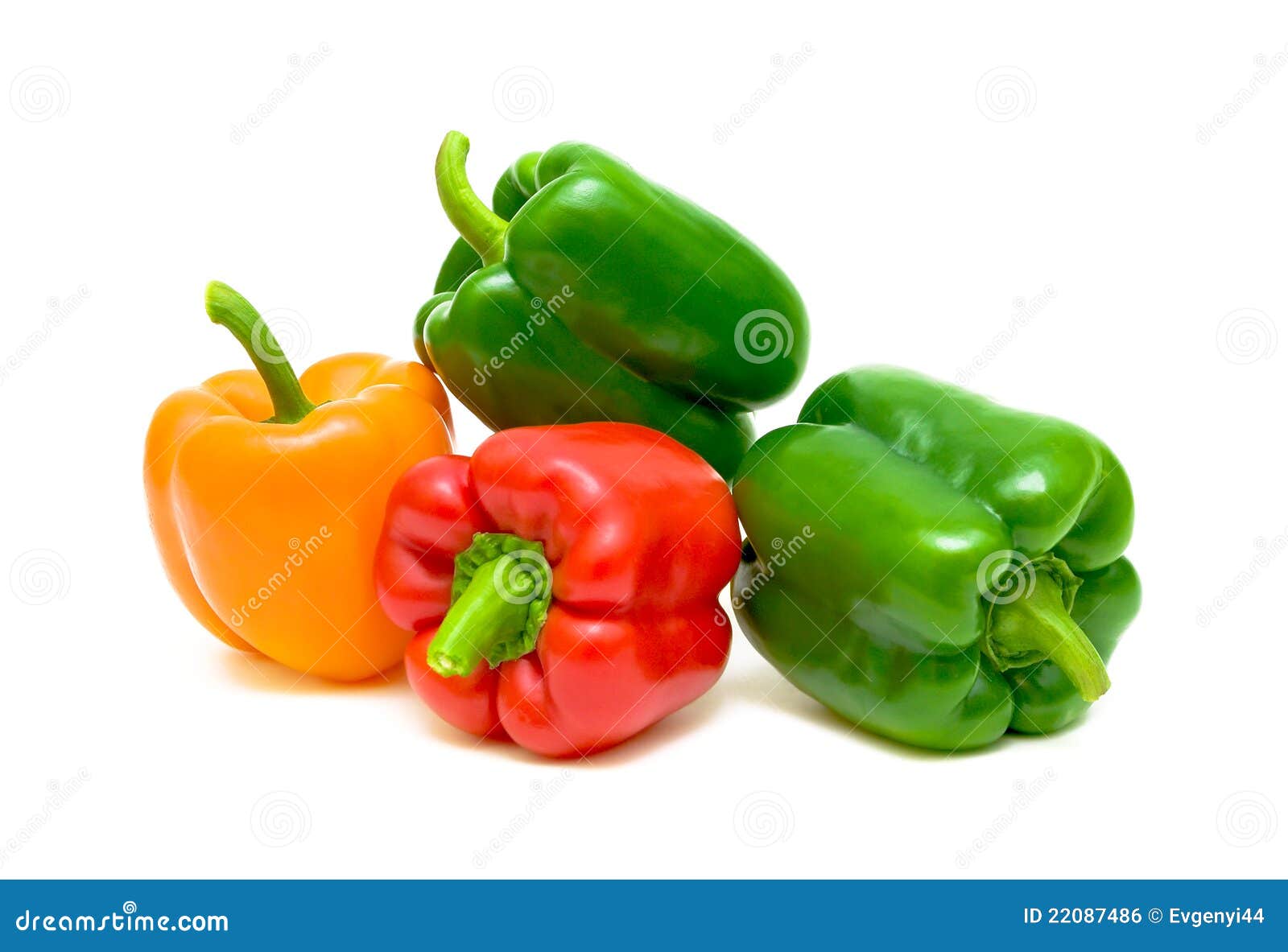 Four Peppers Closeup on White Background Stock Photo - Image of ripe ...