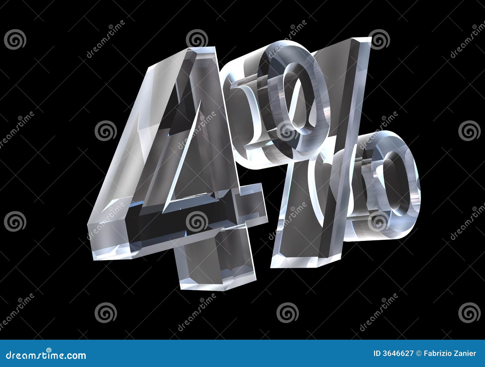 Four percent in glass (3D) stock illustration. Illustration of deal ...