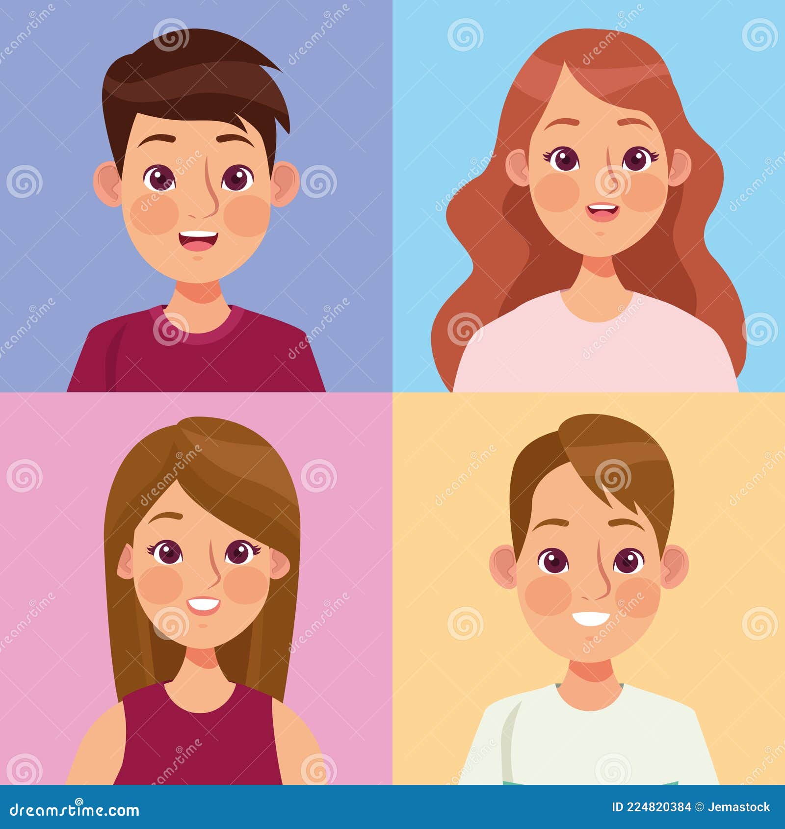 Four persons characters stock vector. Illustration of together - 224820384