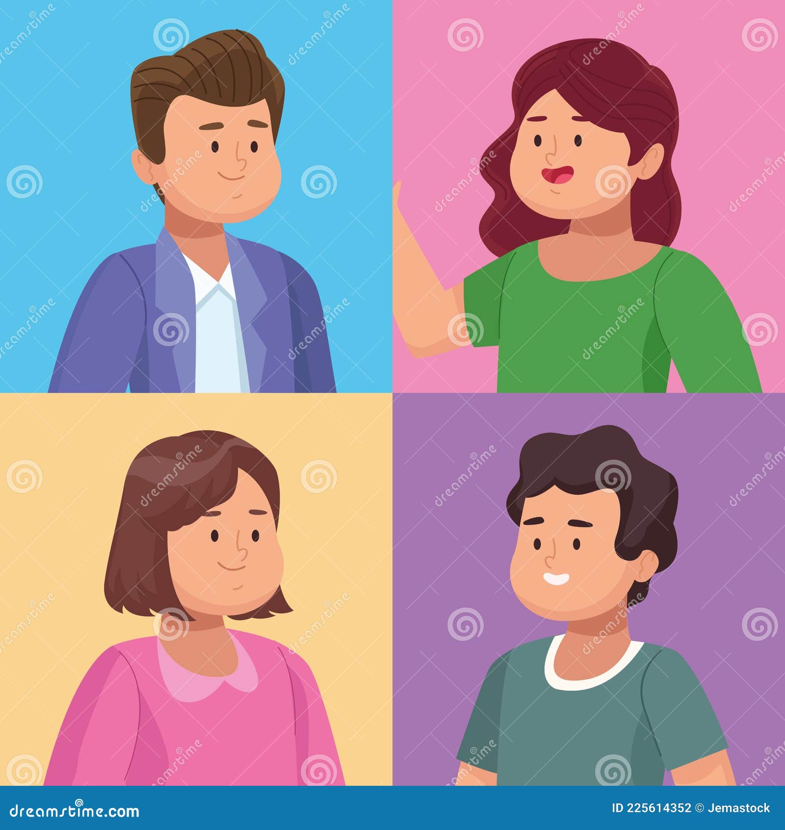 Four persons group stock vector. Illustration of young - 225614352