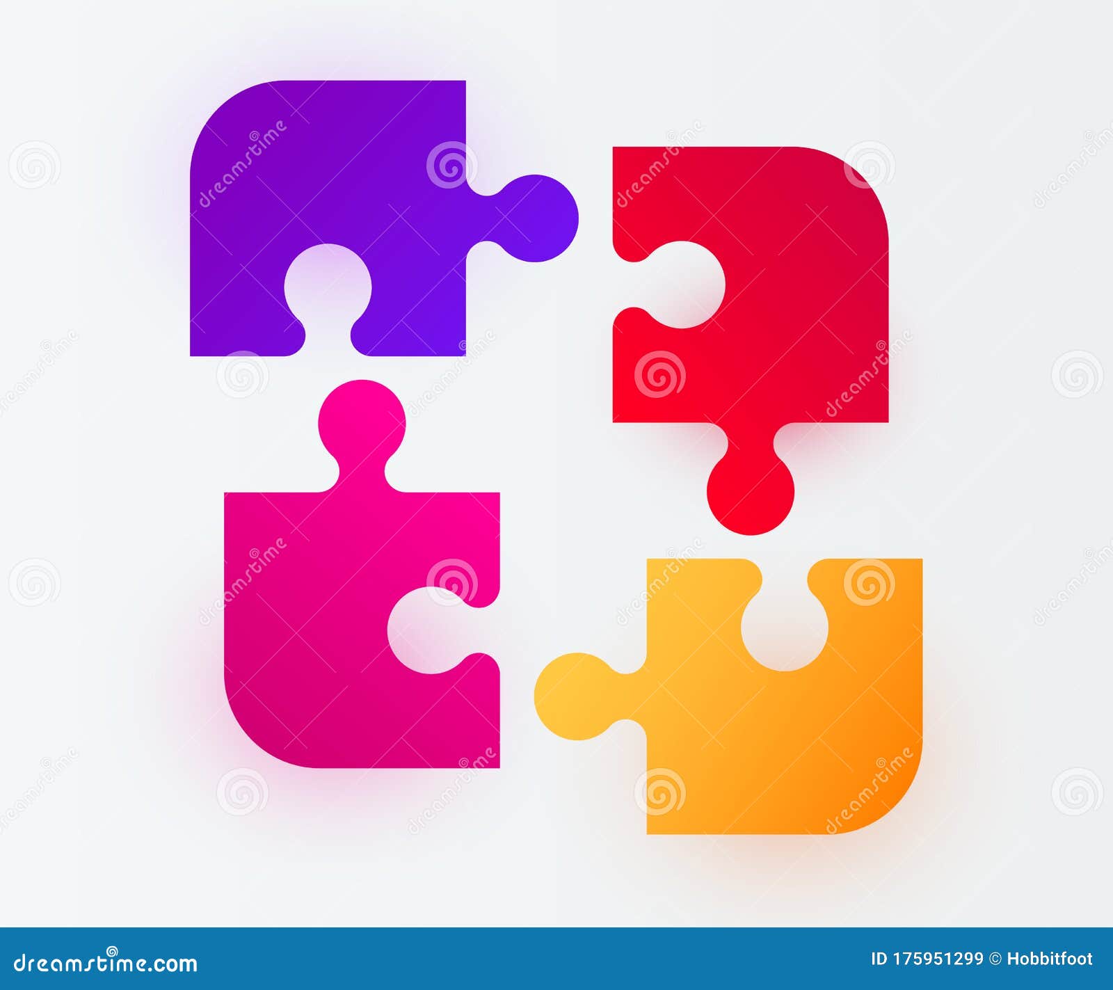Four Piece Puzzle. Solution Concept. Modern Design Stock Vector ...