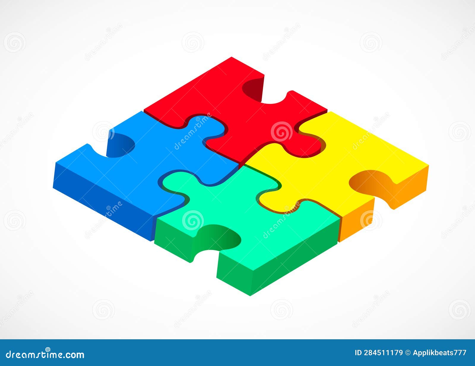 Four Piece Puzzle. Solution Concept Stock Vector - Illustration of idea ...