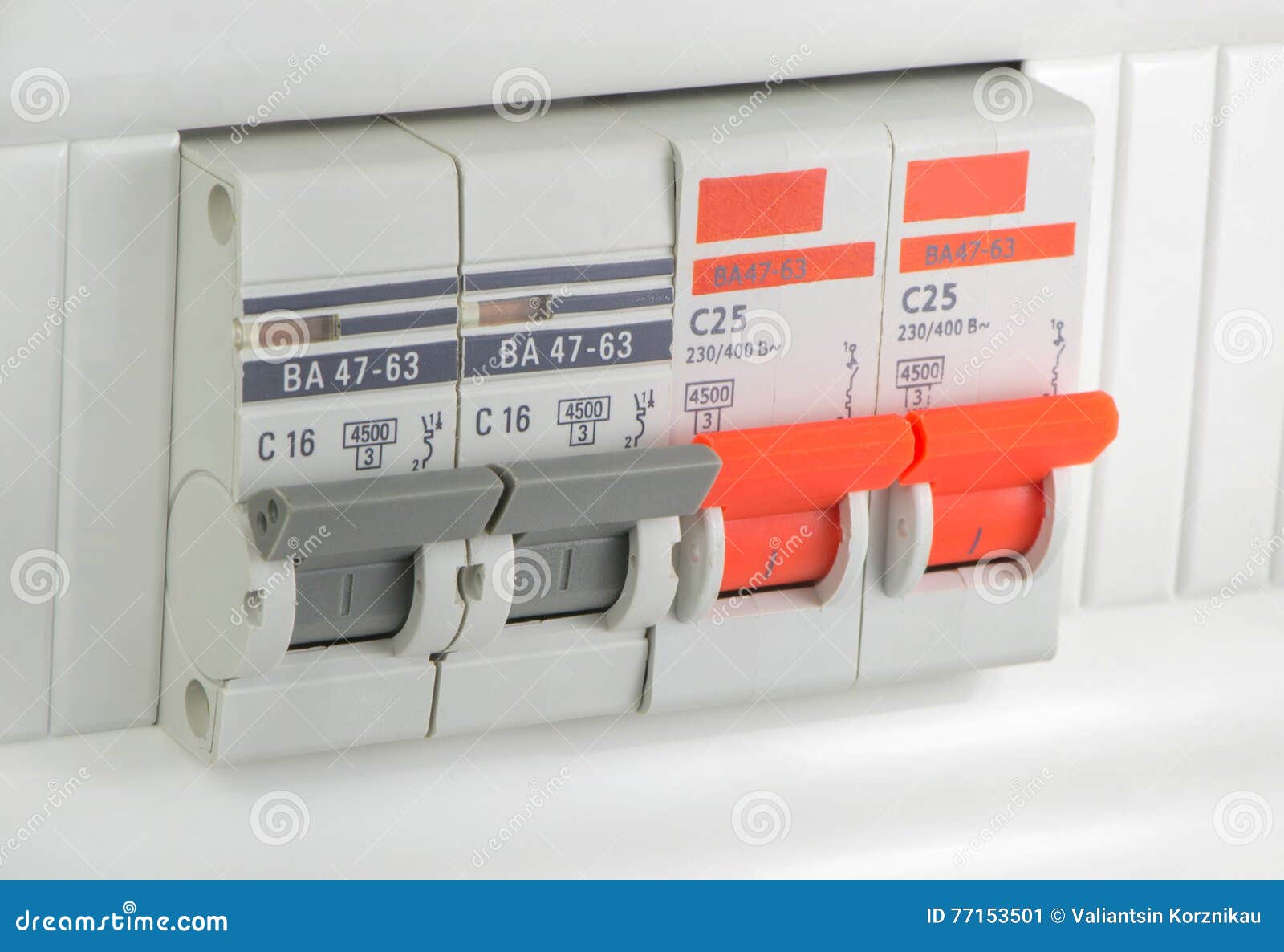 Four Pieces of Automatic Circuit Breakers Stock Image - Image of ...