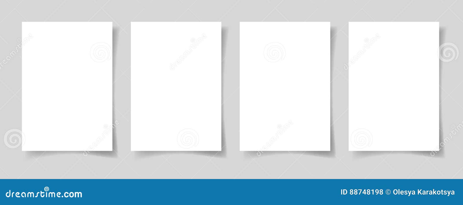 Four Pieces Blank A4 Sheet of White Paper Stock Vector - Illustration ...