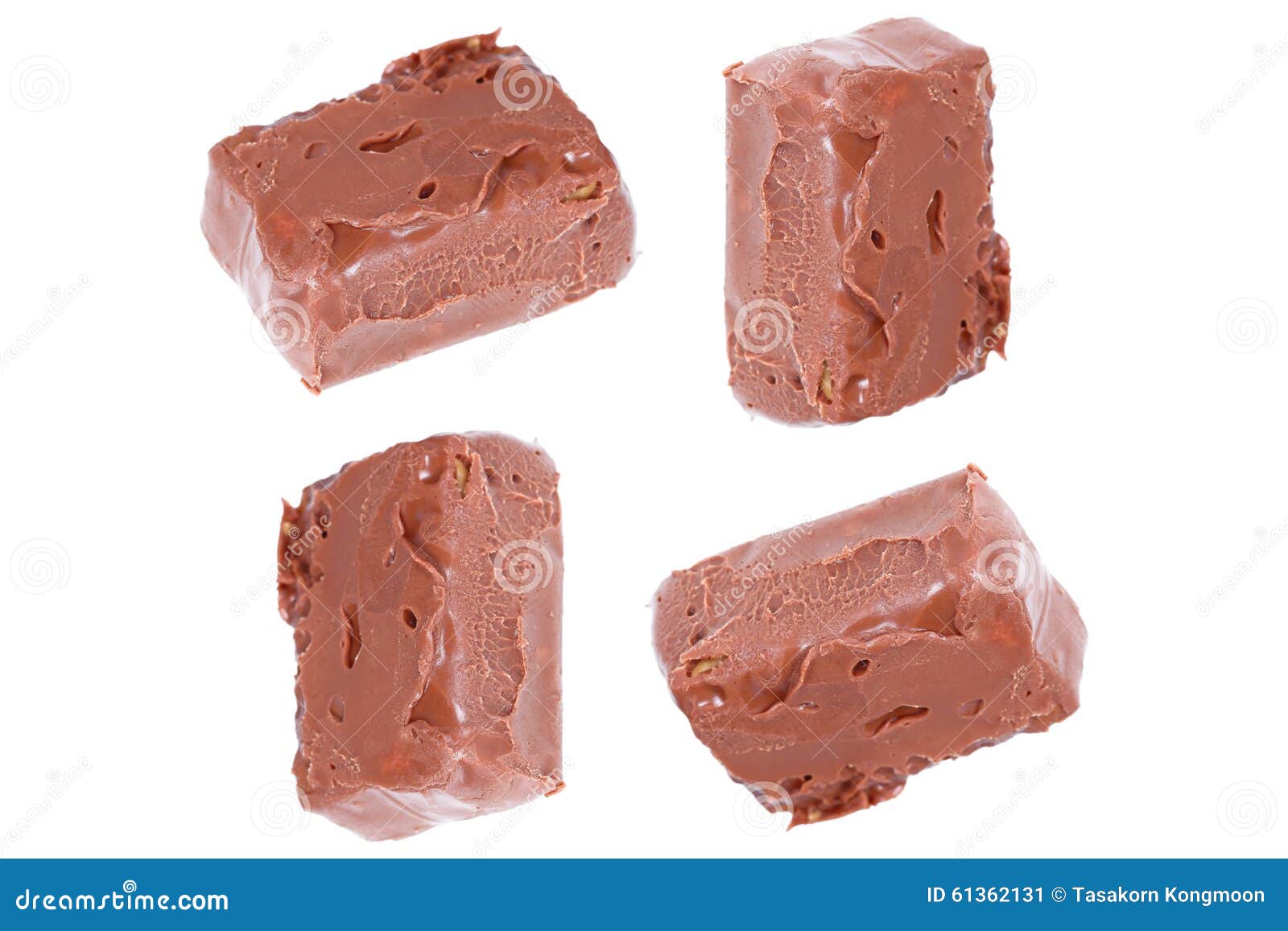 Four Pieces of Chocolate Isolated on White Stock Image - Image of ...