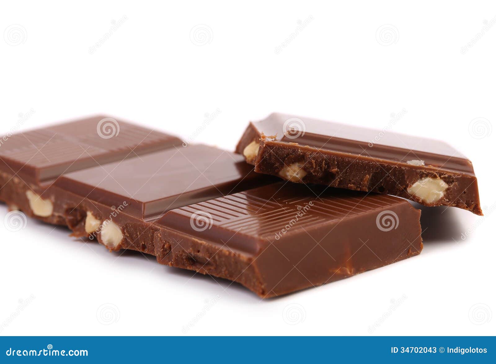 Four pieces of chocolate stock image. Image of appetizing - 34702043