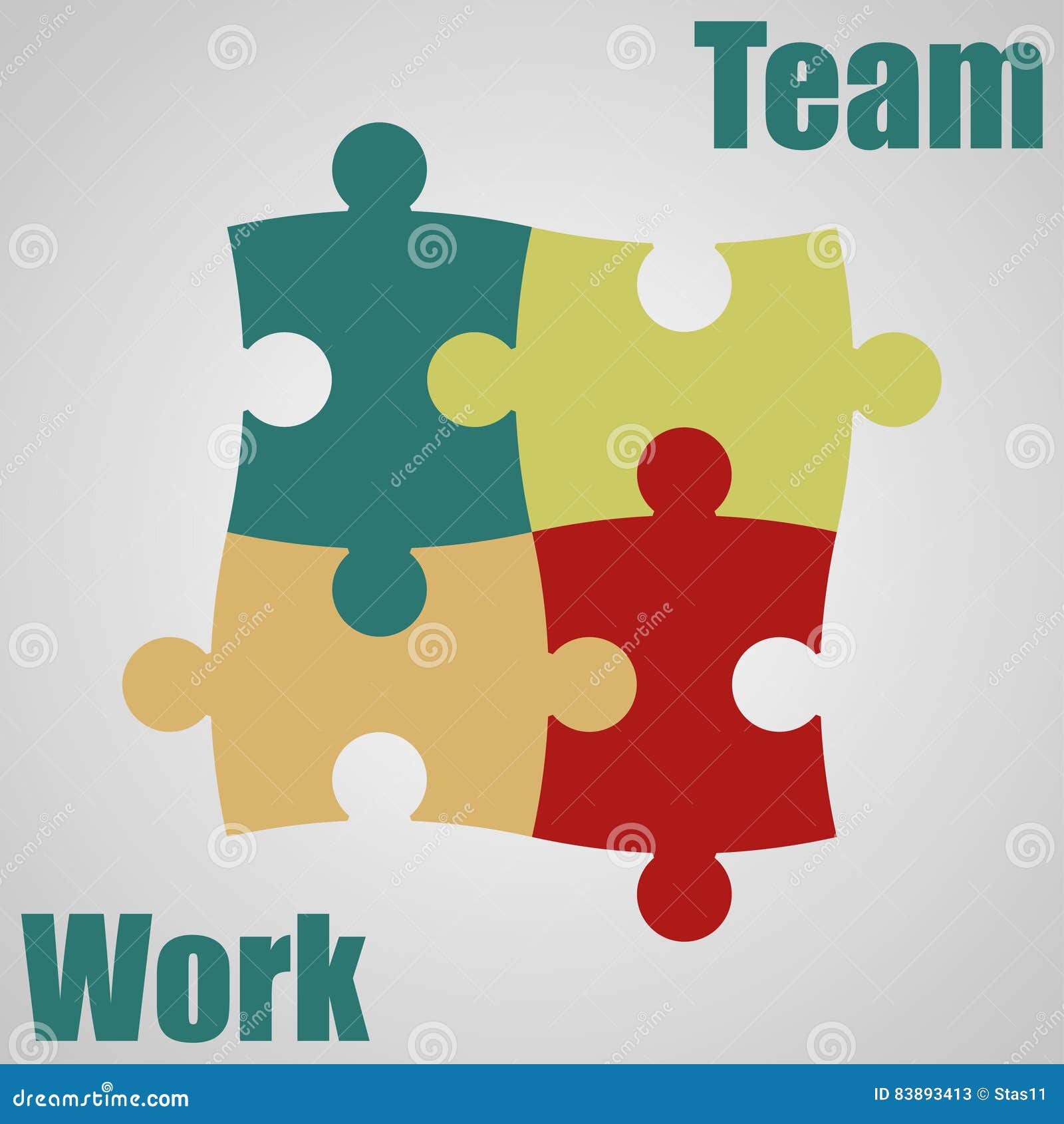 Four Pieces of the Puzzle. Teamwork Stock Vector - Illustration of ...