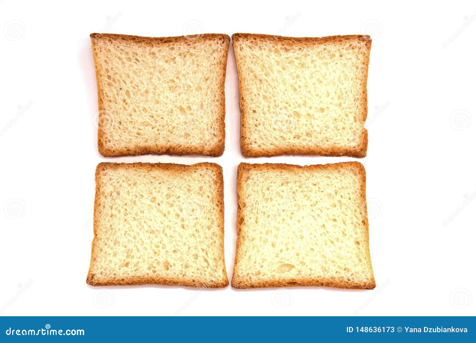Four Pieces of Toast Bread are on a White Background Stock Image ...