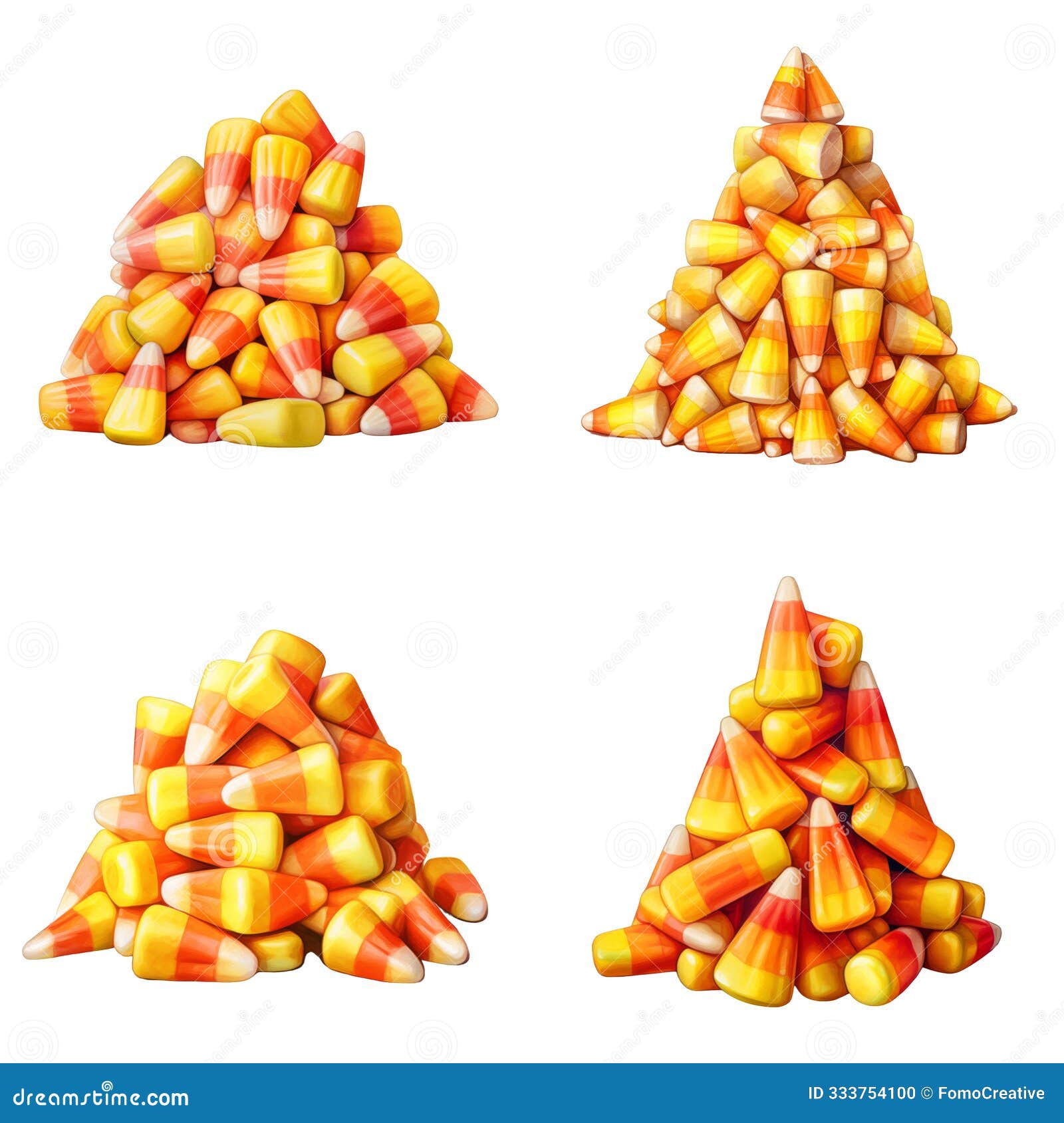 Four Piles of Candy Corn Arranged in a Grid Stock Illustration ...