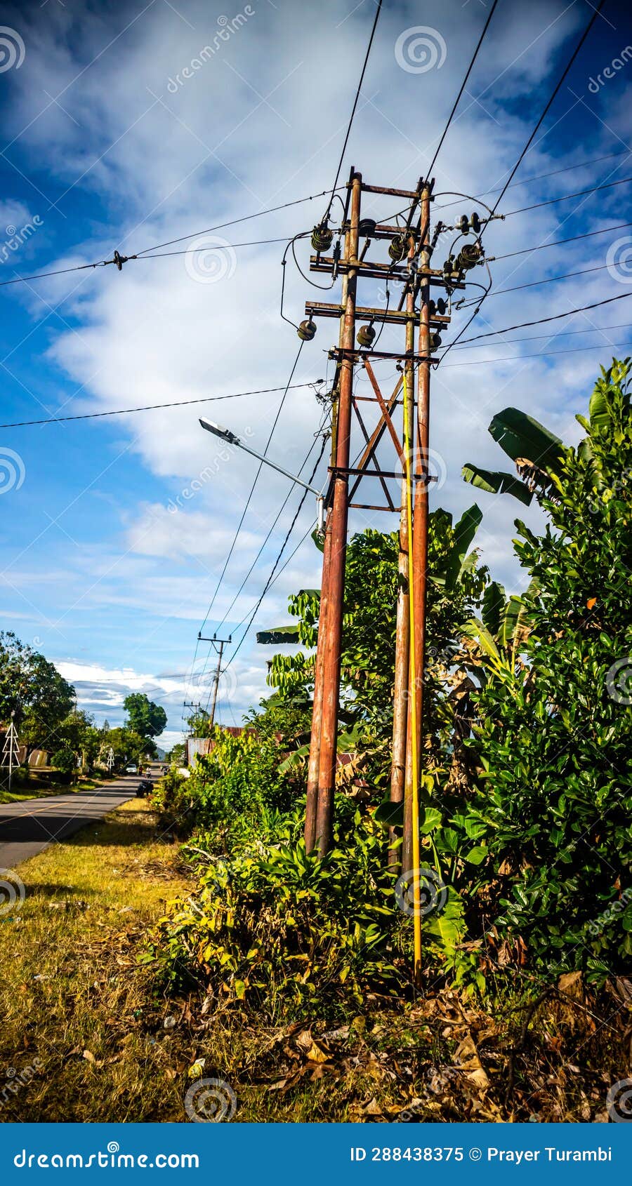 Four Pillar Electric Pole with Beautiful Blue Sky Stock Image - Image ...