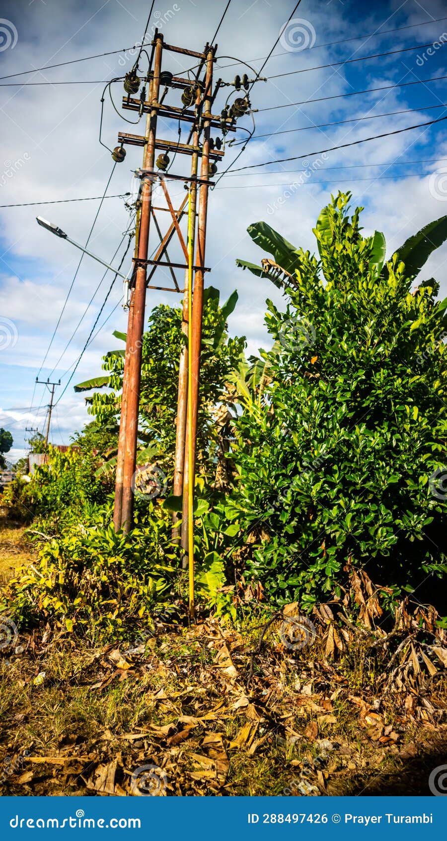Four Pillar Electric Pole with Beautiful Blue Sky Stock Photo - Image ...