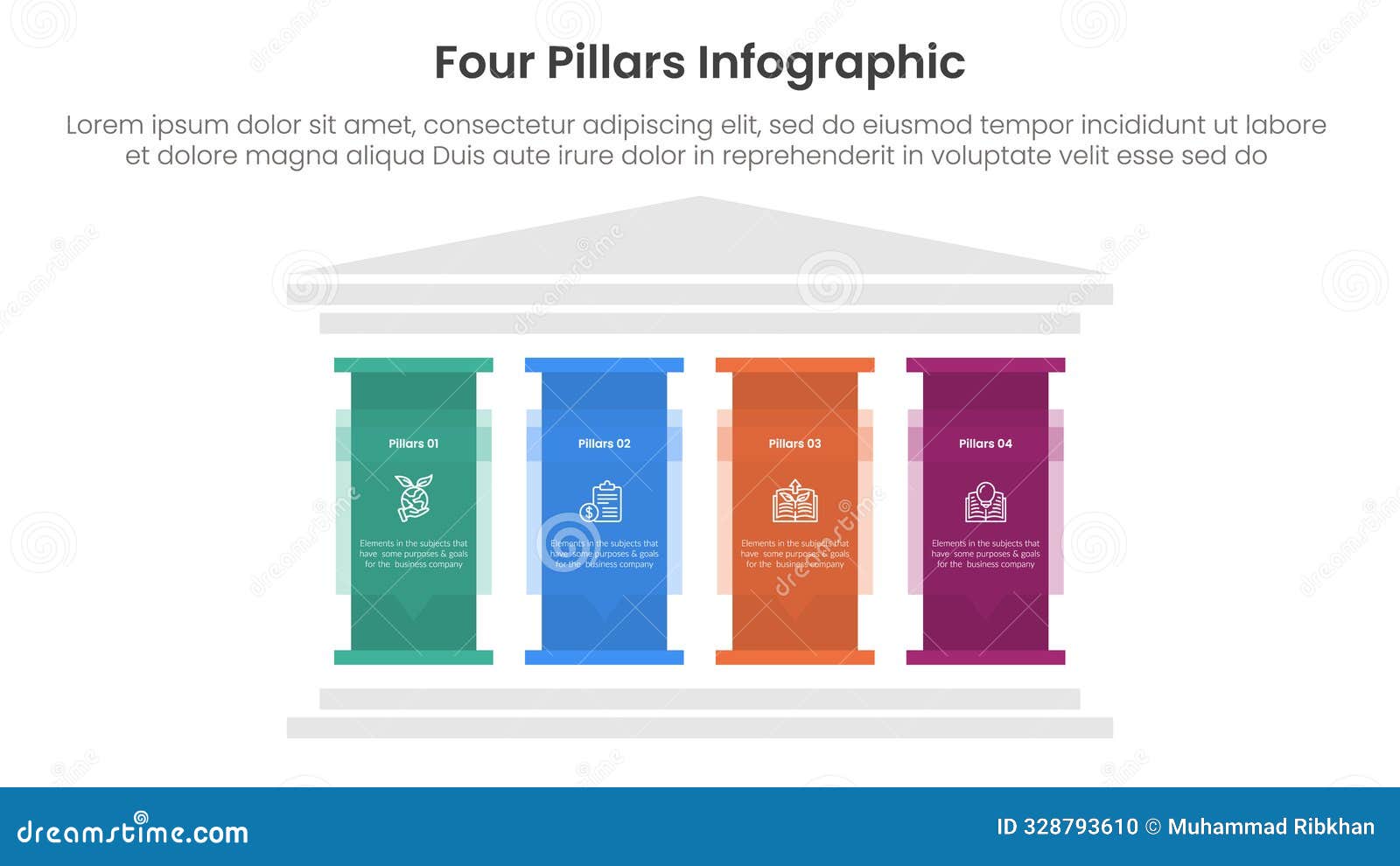 Four Pillars Framework with Ancient Classic Construction Infographic ...