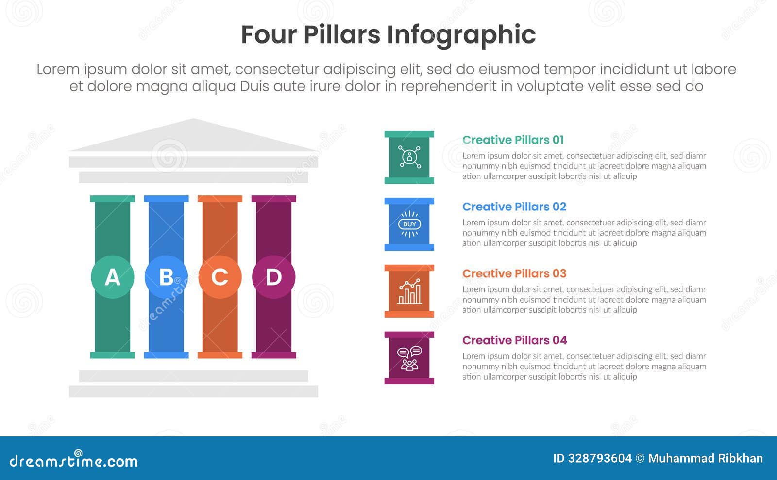 Four Pillars Framework with Ancient Classic Construction Infographic ...