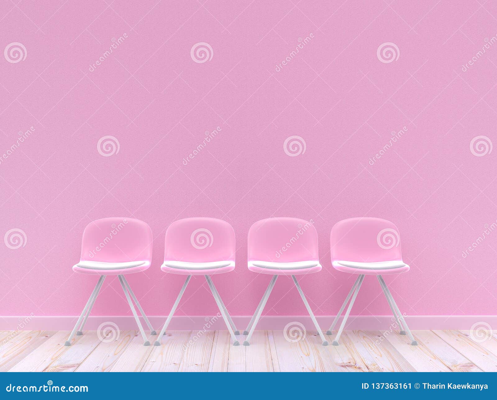 Four Pink Chairs on Concrete Wall Stock Illustration - Illustration of ...