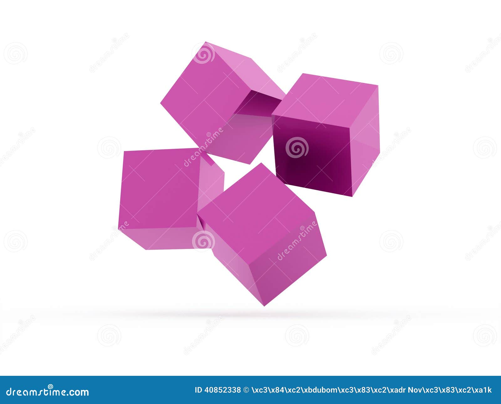 Four pink cubes rendered stock illustration. Illustration of modern ...
