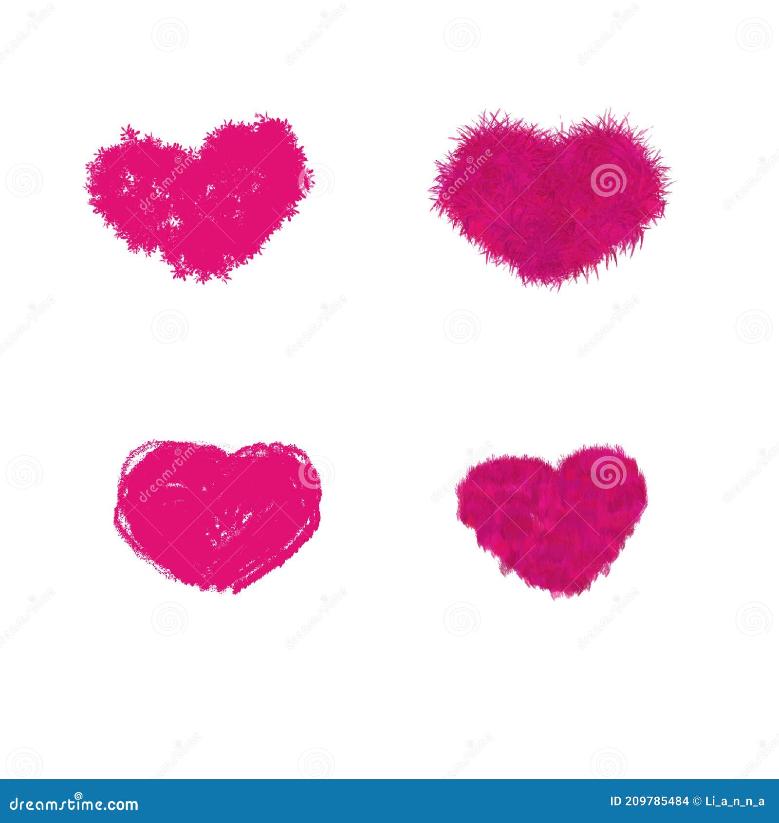 Four Pink Hearts on a White Background Stock Illustration ...