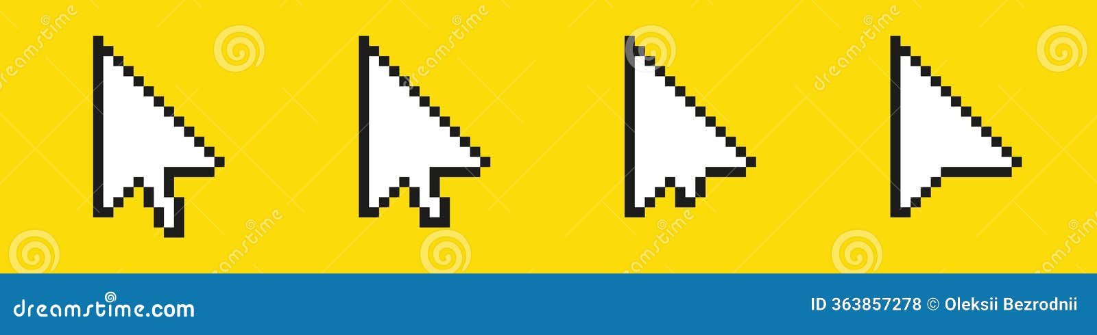 Four Pixelated Computer Cursors On Yellow Background Vector ...