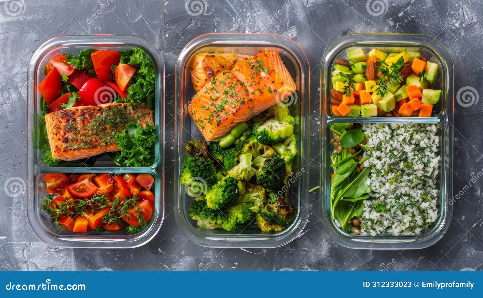 Four Plastic Containers Filled with Various Food Items Stock Image ...