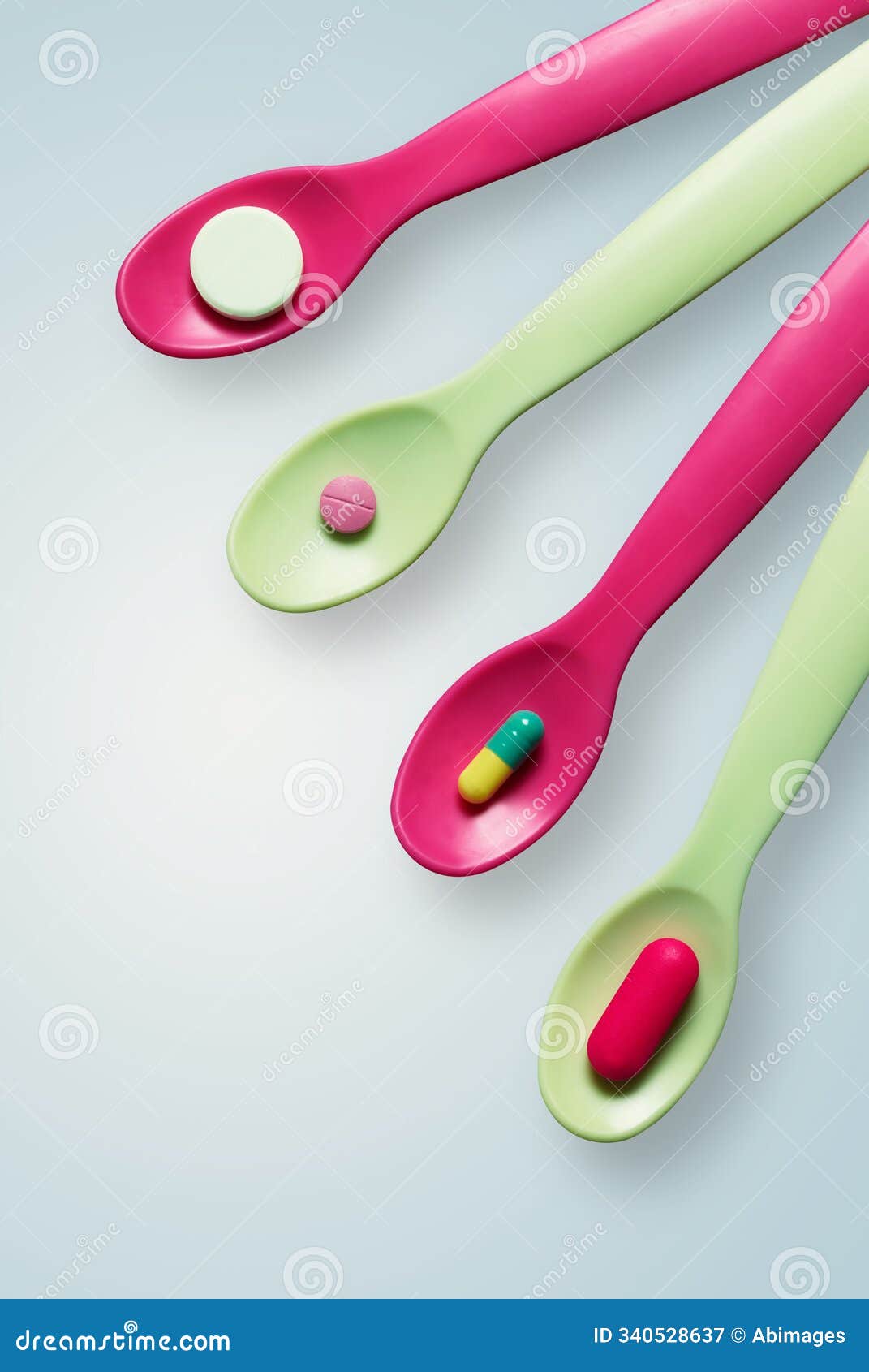 Different Medication on Spoons Top View Stock Image - Image of spoon ...
