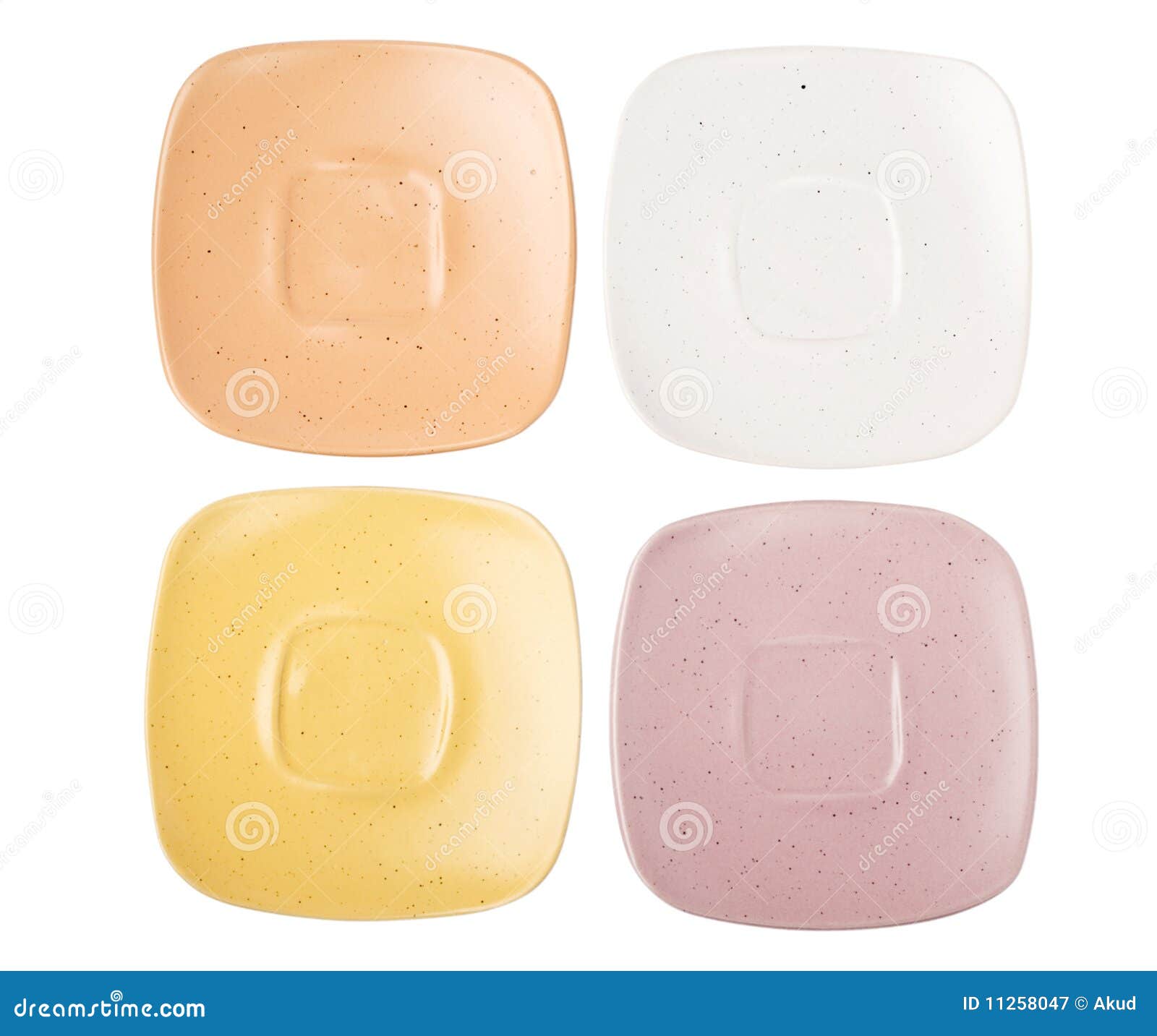 Four Plates Isolated on White Stock Image - Image of blue, kitchen ...