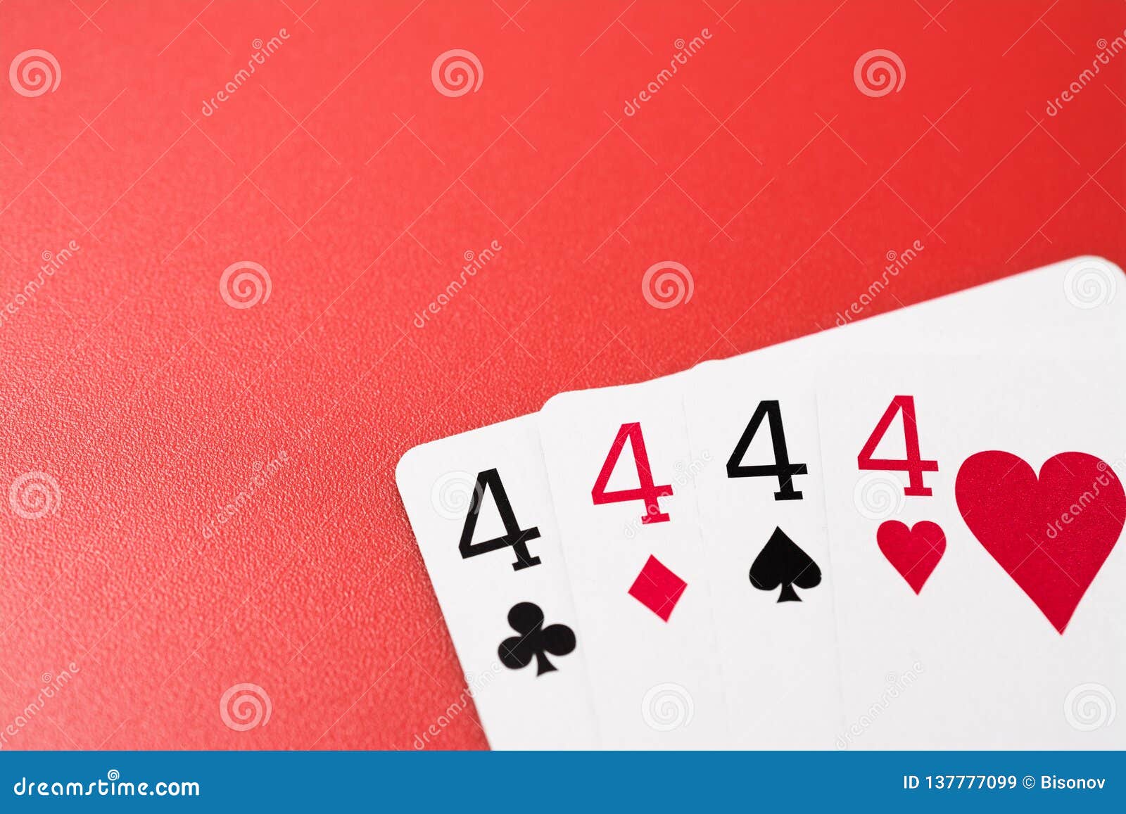 Four four playing cards stock image. Image of success - 137777099