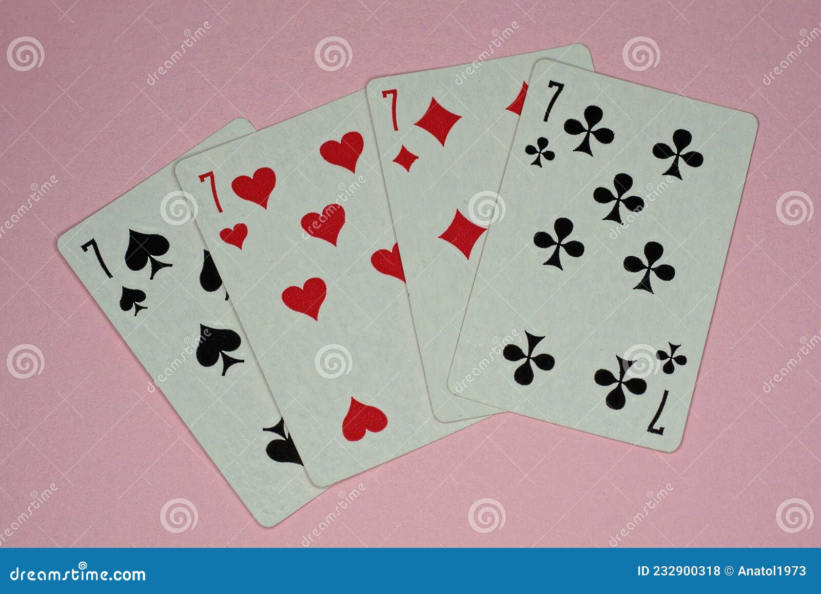 Four Playing Cards of Sevens Stock Photo - Image of play, playing ...