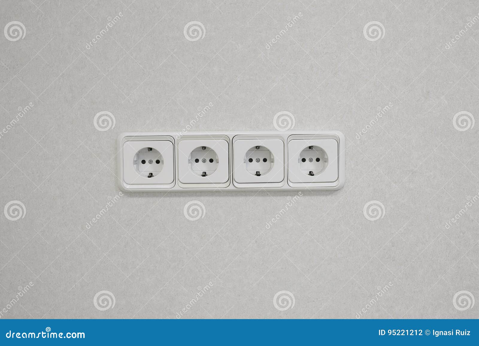 Four Plugs in a Row in the Wall Stock Photo - Image of four, isolated ...