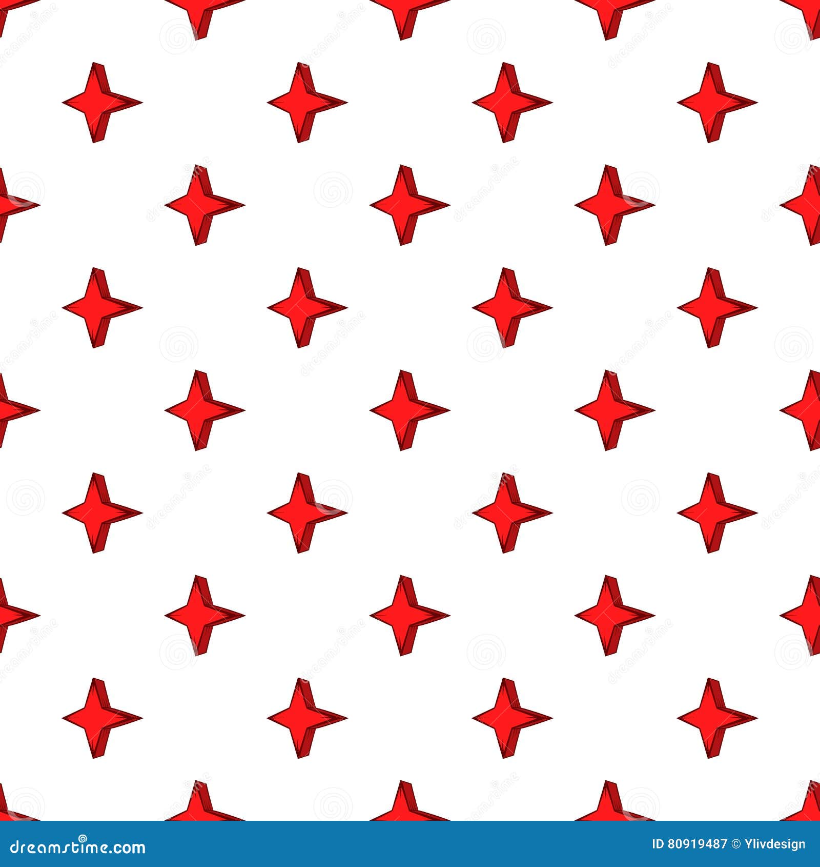 Four Pointed Star Pattern, Cartoon Style Stock Vector - Illustration of ...