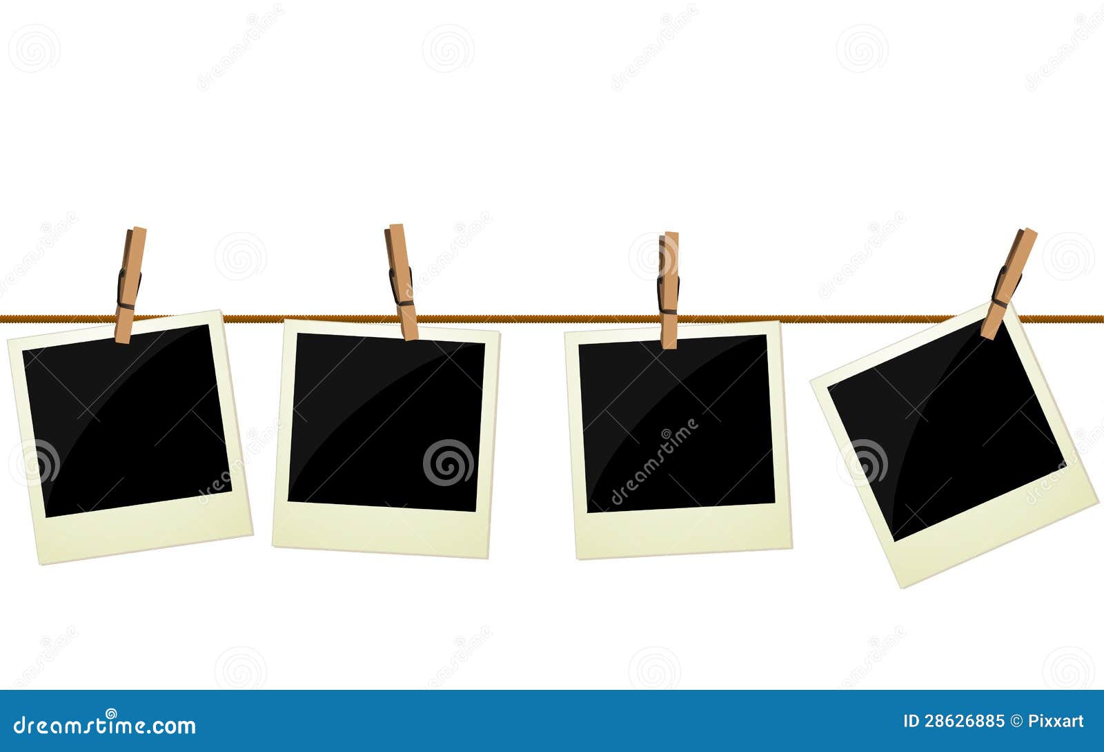 Four Polaroid Pictures Hanging on Rope Stock Vector - Illustration of ...