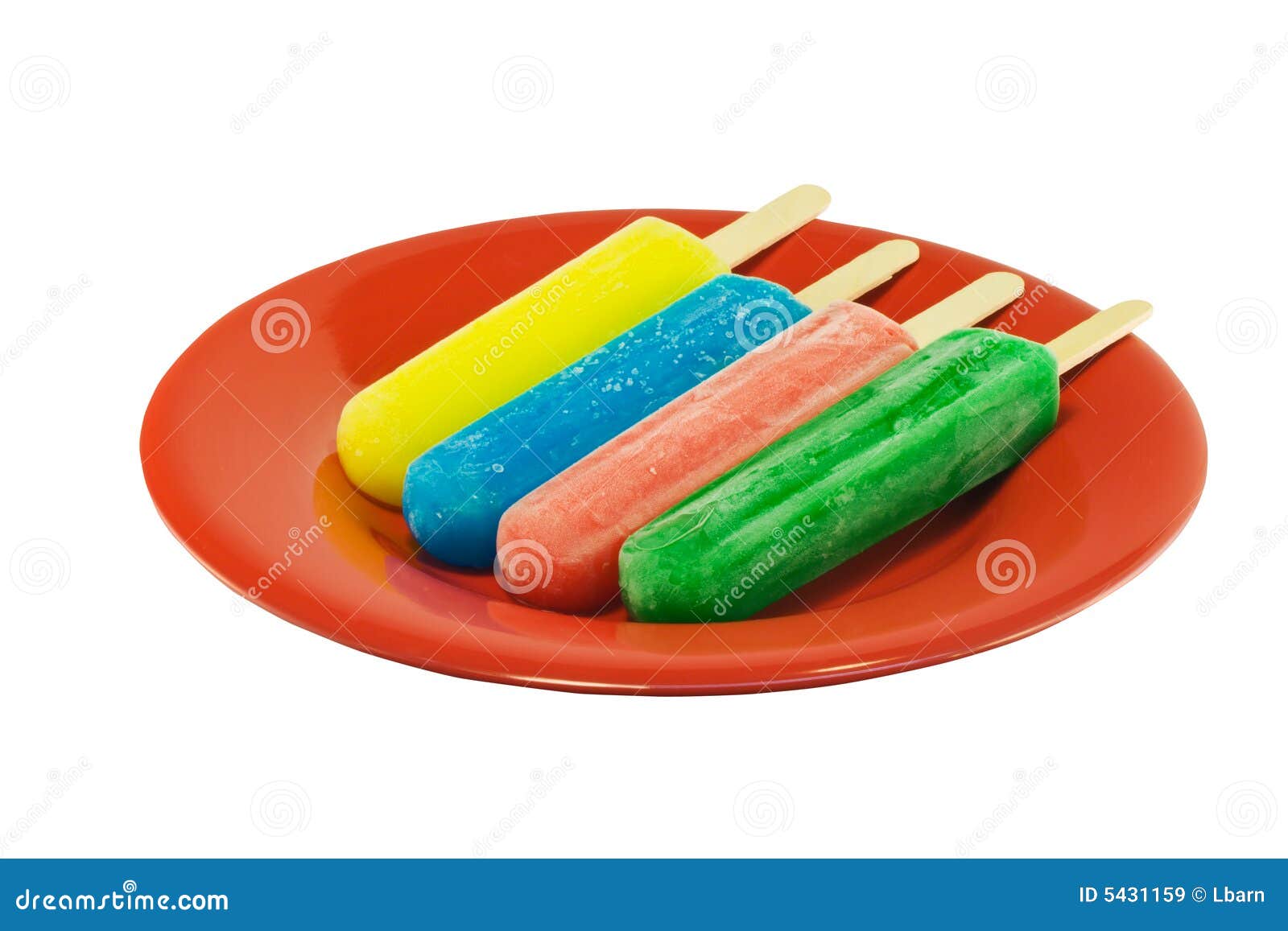 Four Popsicles on a Red Plate Stock Image - Image of snack, plate: 5431159