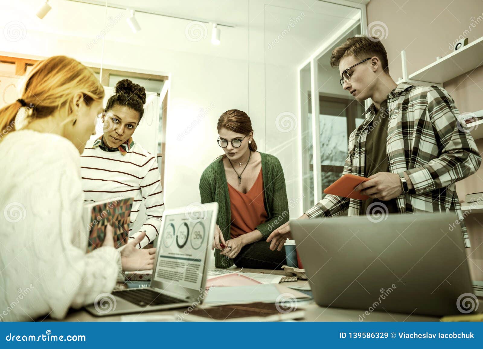 Four Postgraduate Students Feeling Busy while Preparing Project Stock ...