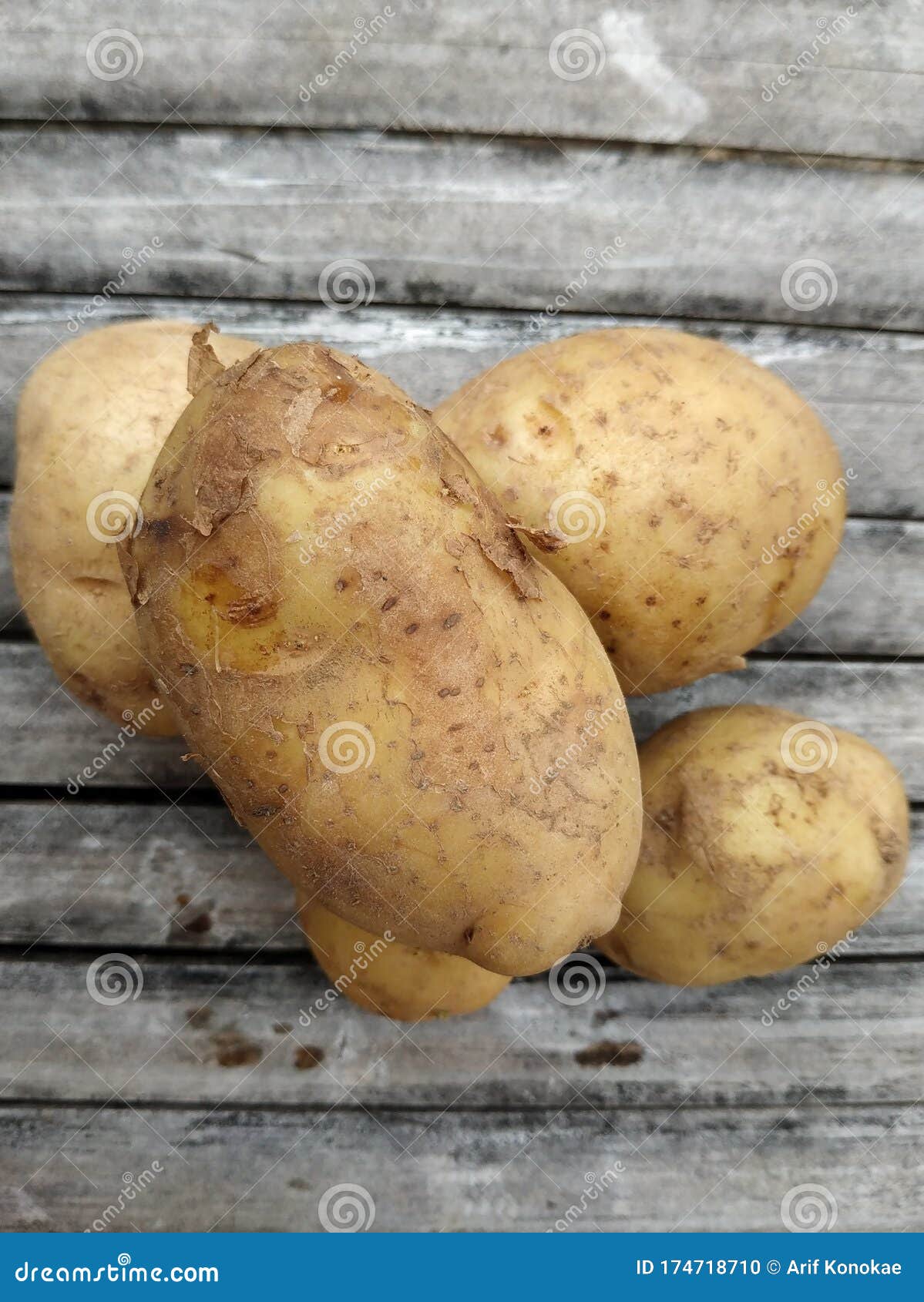 Four Potatoes, Full Nutritional Ingredients, on a Bamboo Board Stock ...