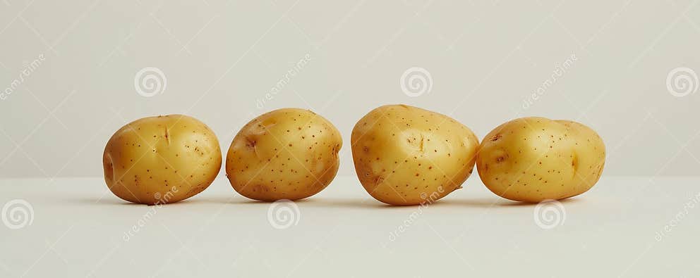 Four Potatoes on White Surface Stock Photo - Image of organic, clean ...