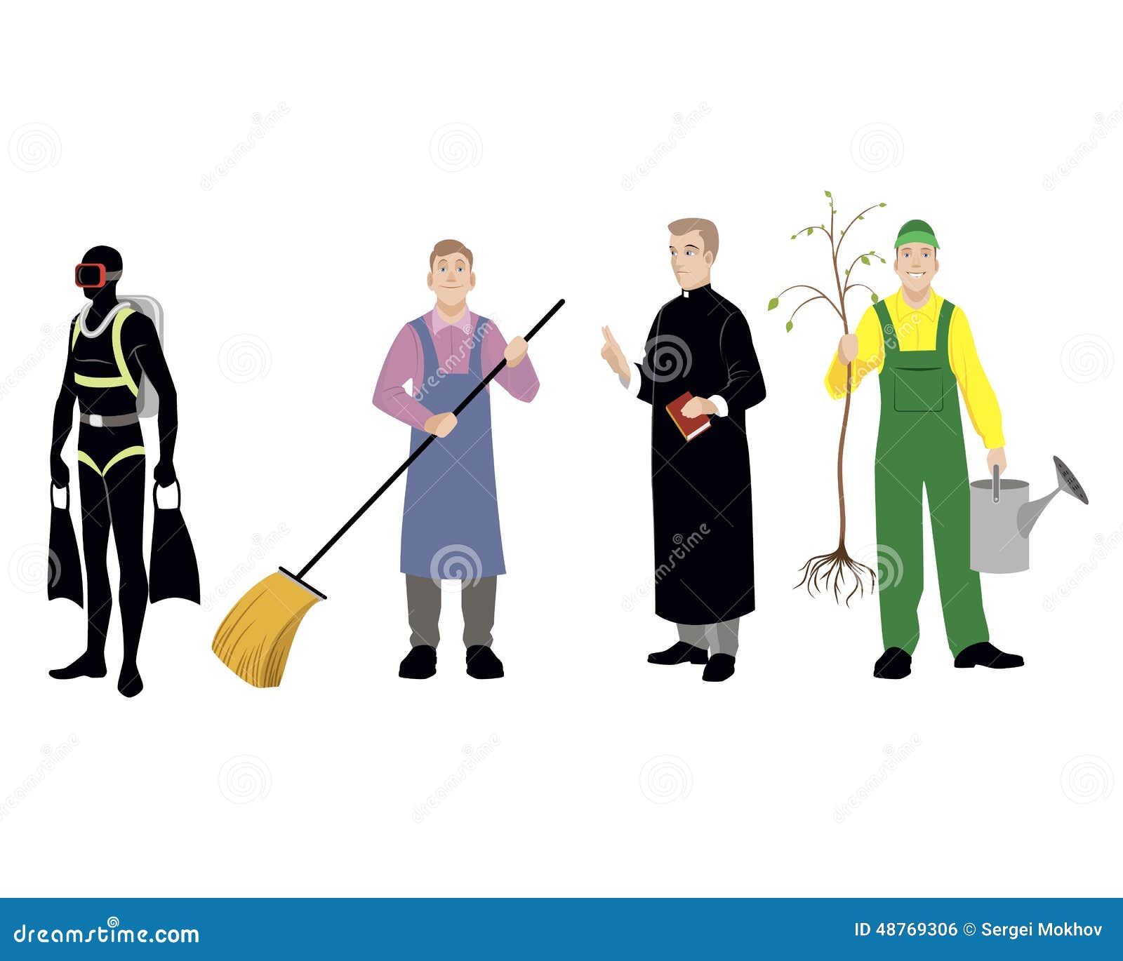 Four professions men stock vector. Illustration of standing - 48769306