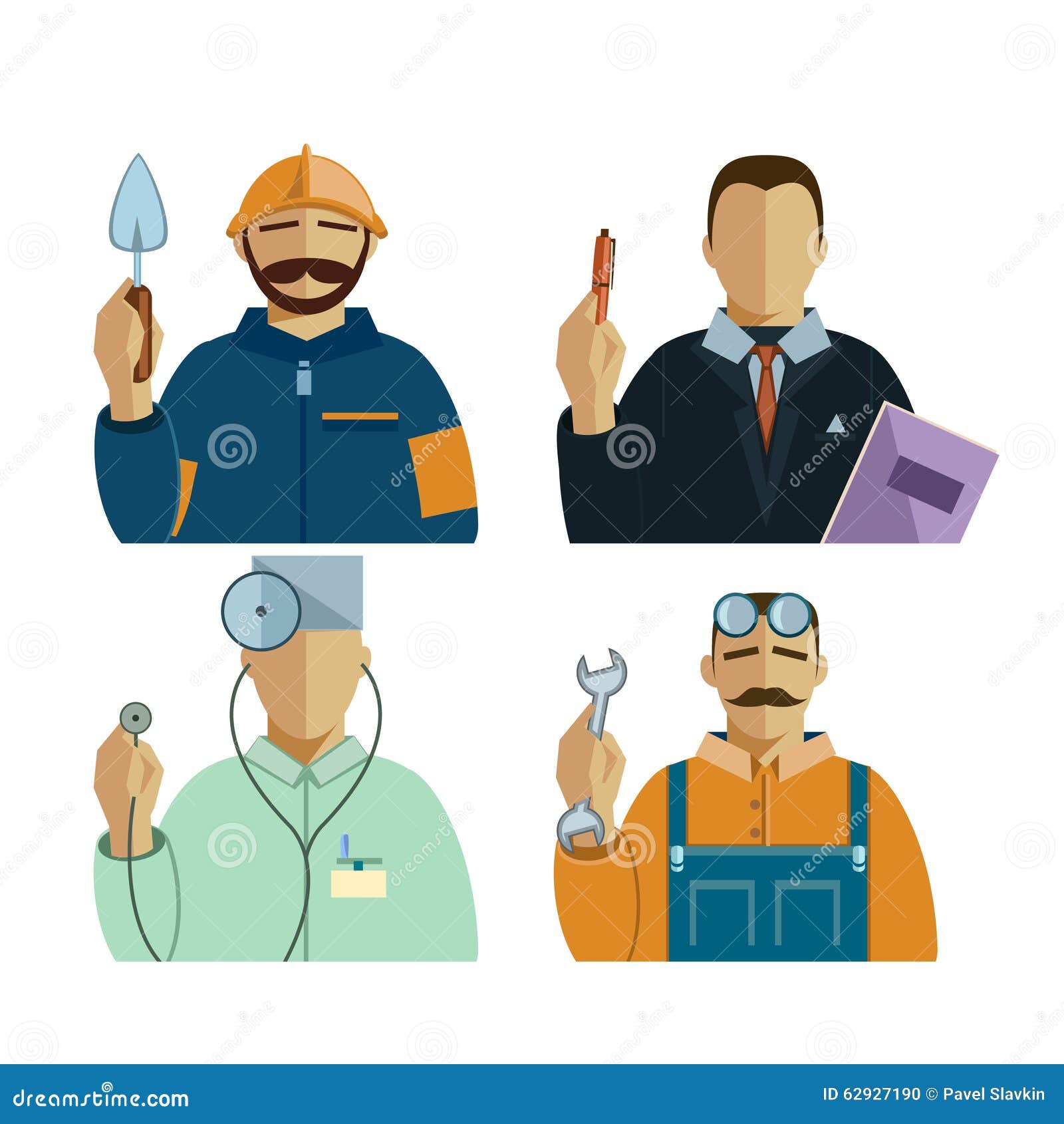Four professions set stock vector. Illustration of professional - 62927190