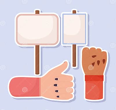 Four protest items stock vector. Illustration of rebellion - 229019560