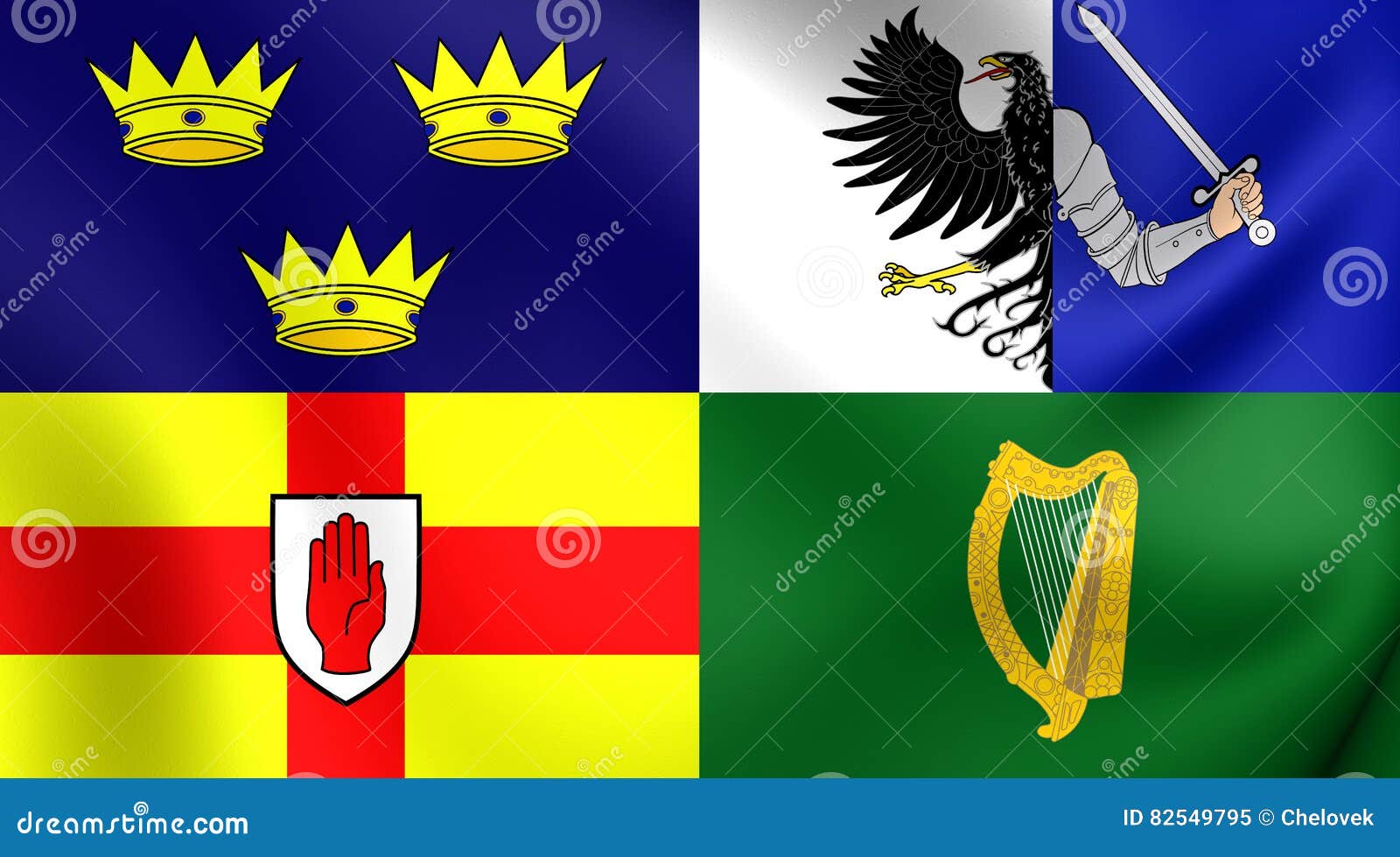 Four Provinces of Ireland Flag Stock Illustration - Illustration of ...