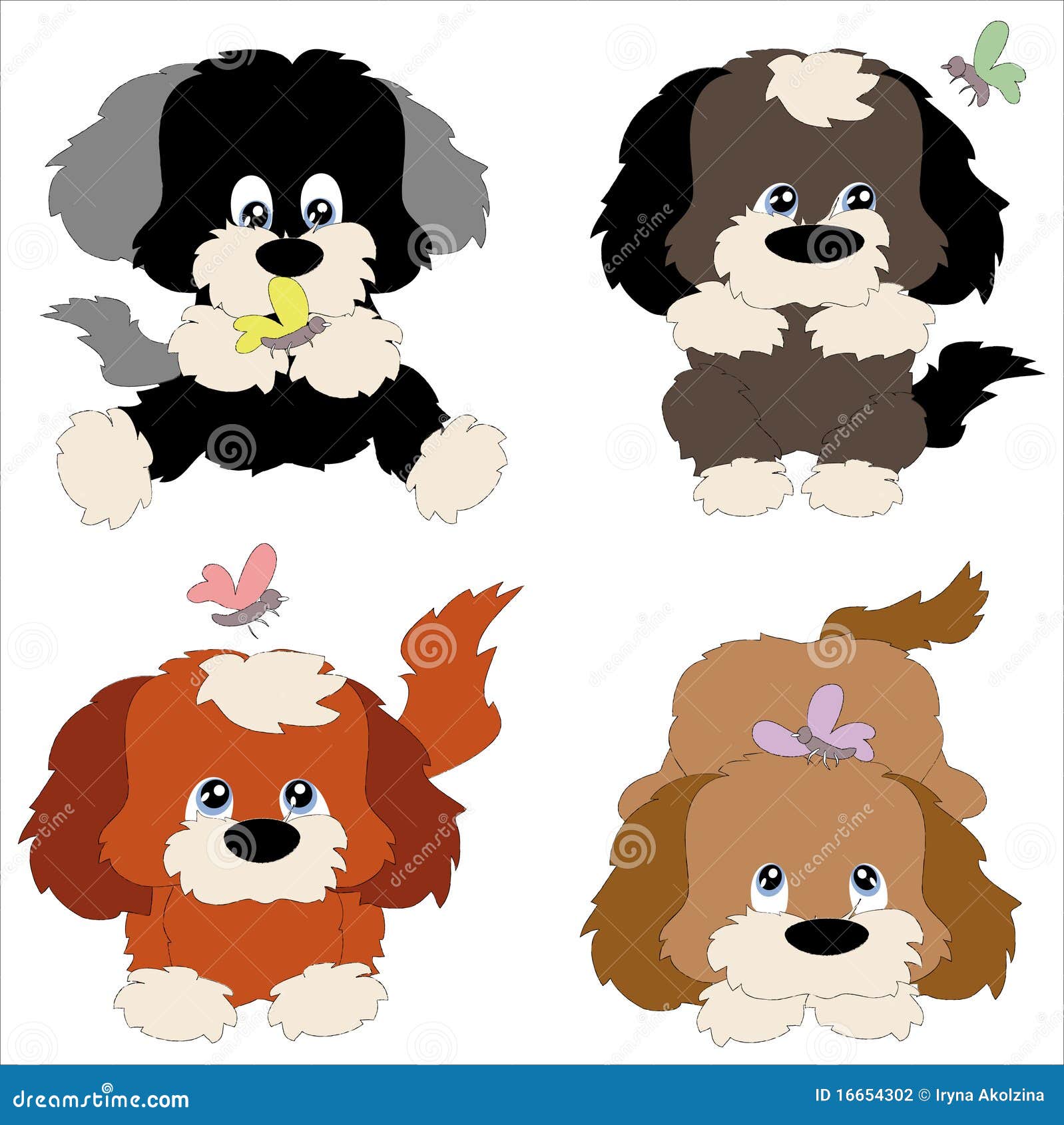 Four puppies stock vector. Illustration of contour, animal - 16654302
