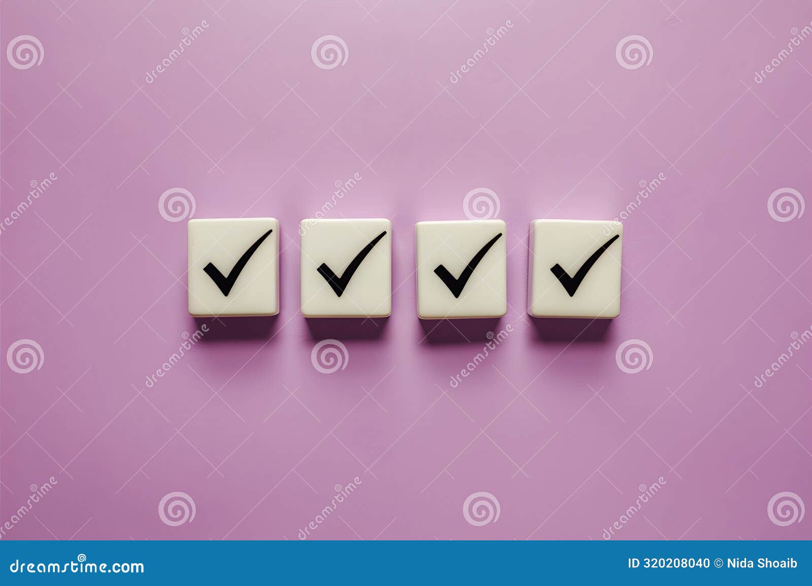 Four Purple Checkmark Tiles on Light Purple Background, Creating a ...
