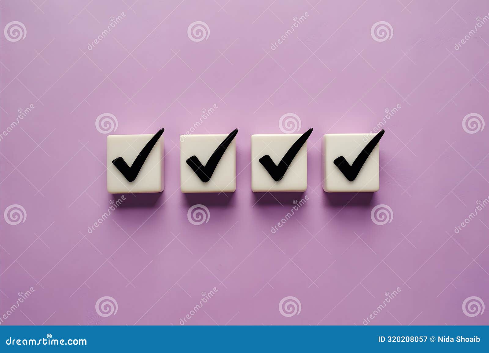 Four Purple Checkmark Tiles on Light Purple Background, Creating a ...