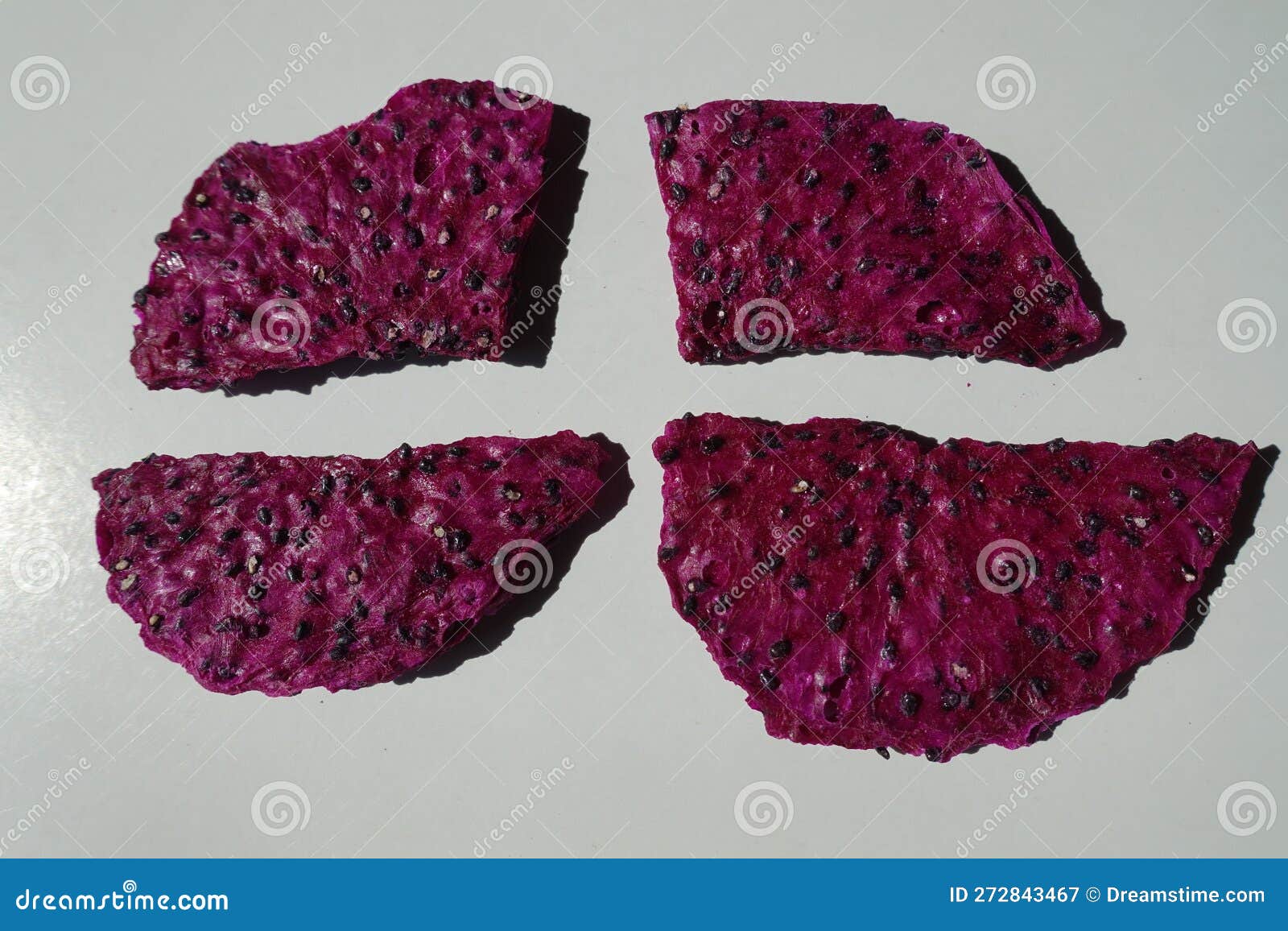 Four Purple Dried Dragon Fruit Chips Stock Image - Image of crisps ...