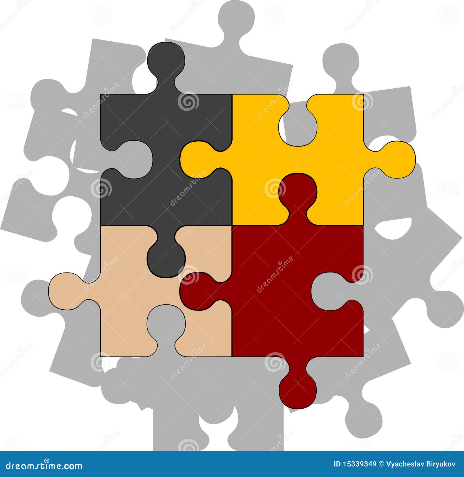 Four puzzle pieces stock vector. Illustration of order - 15339349
