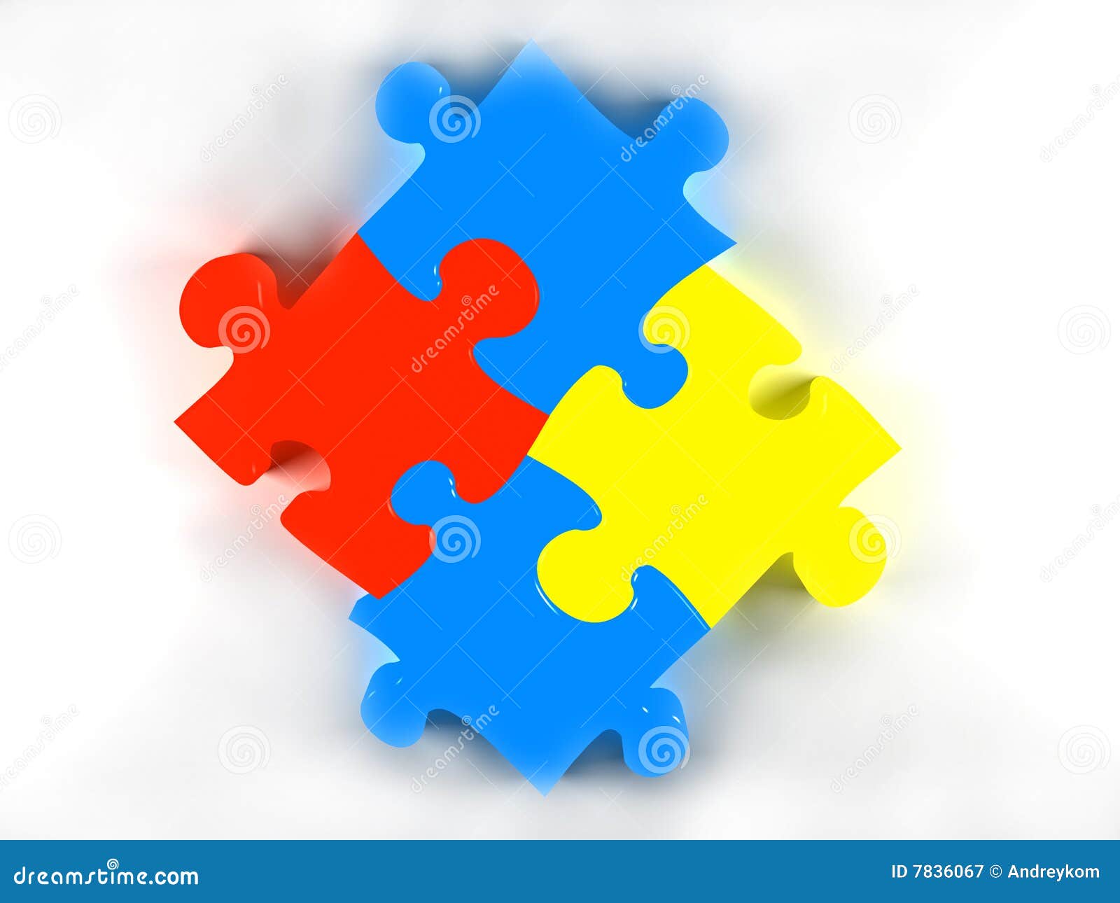 Four puzzle pieces stock illustration. Illustration of yellow - 7836067